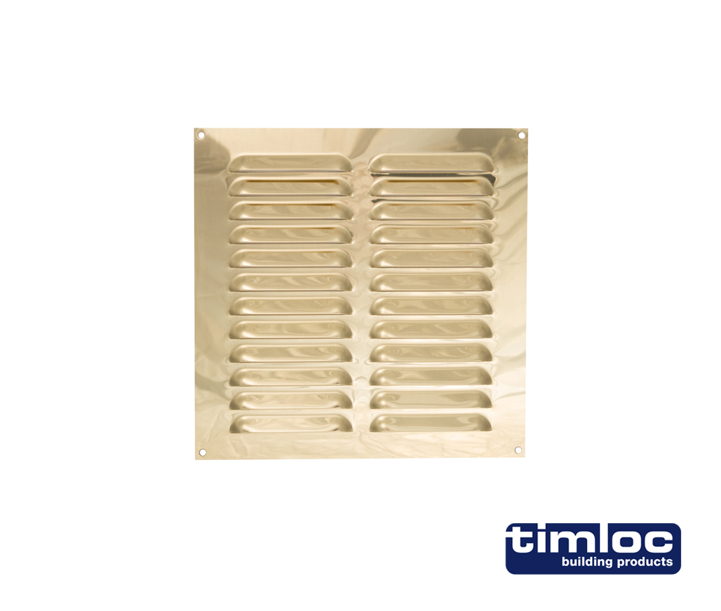 1225PB - 9 x 6 louvre vent - Polished brass - Timloc Building Products