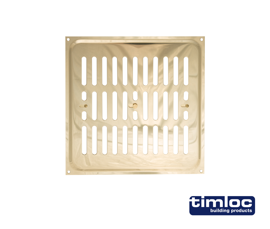 1222PB - 9 x 9 hit & miss vent - Polished brass - Timloc Building Products